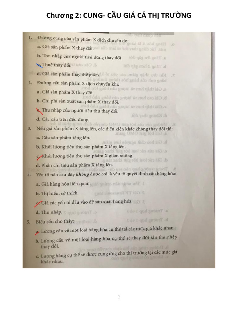 Chuong 2-Bai Tap Trac Nghiem - Cung Cau | PDF