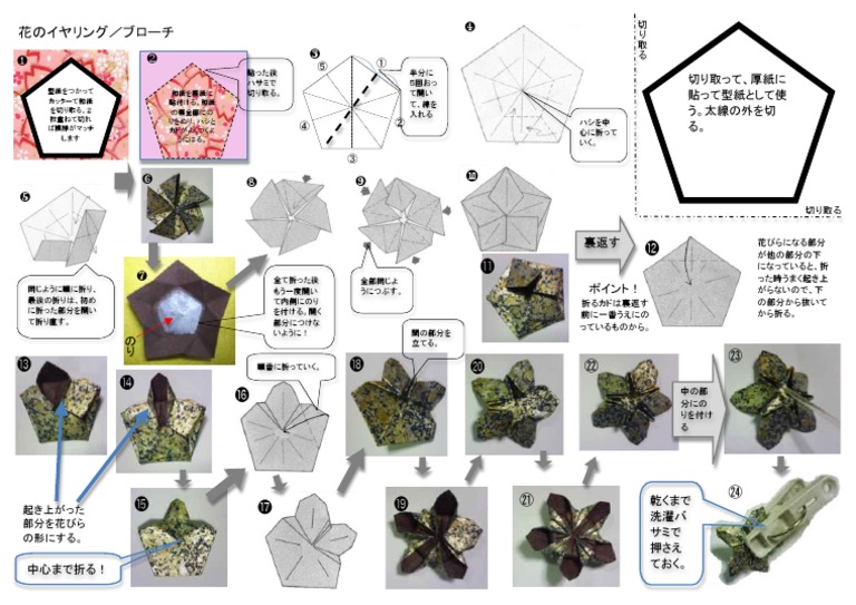 Origami Pentagon Flower Instructions V3 | PDF