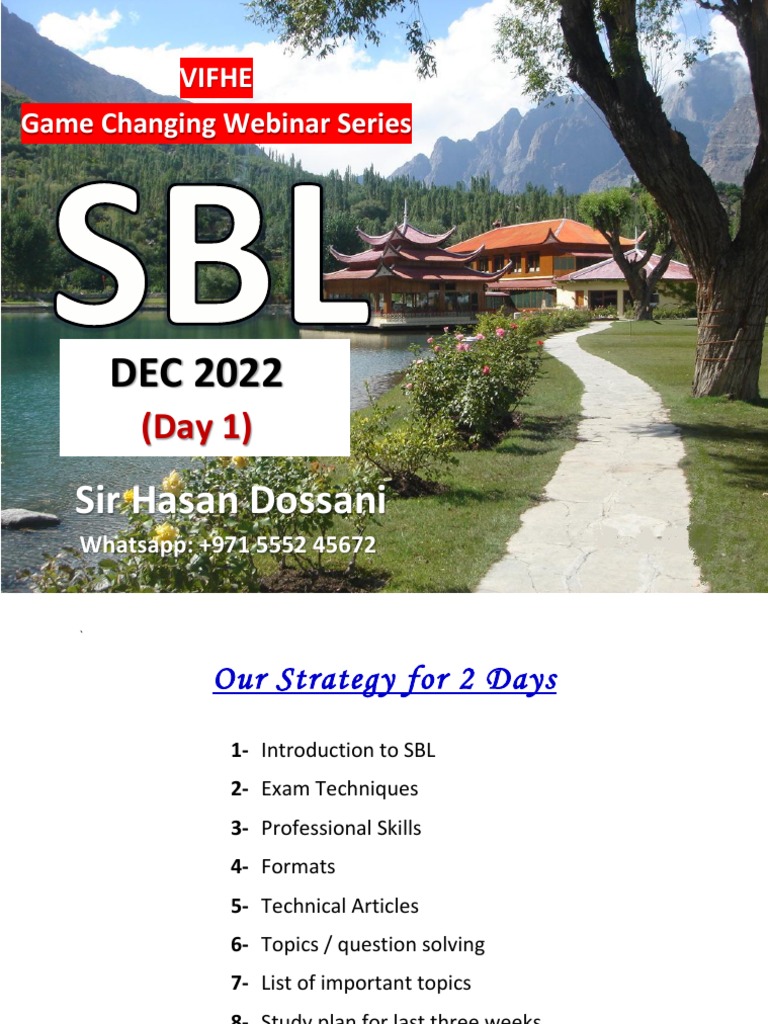 Day 1 - SBL Practice To Pass by Hasan Dossani Dec 2022) | PDF | Market ...