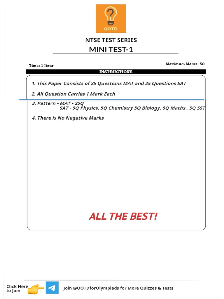 FIITJEE Mini Mark Test Instructions | PDF