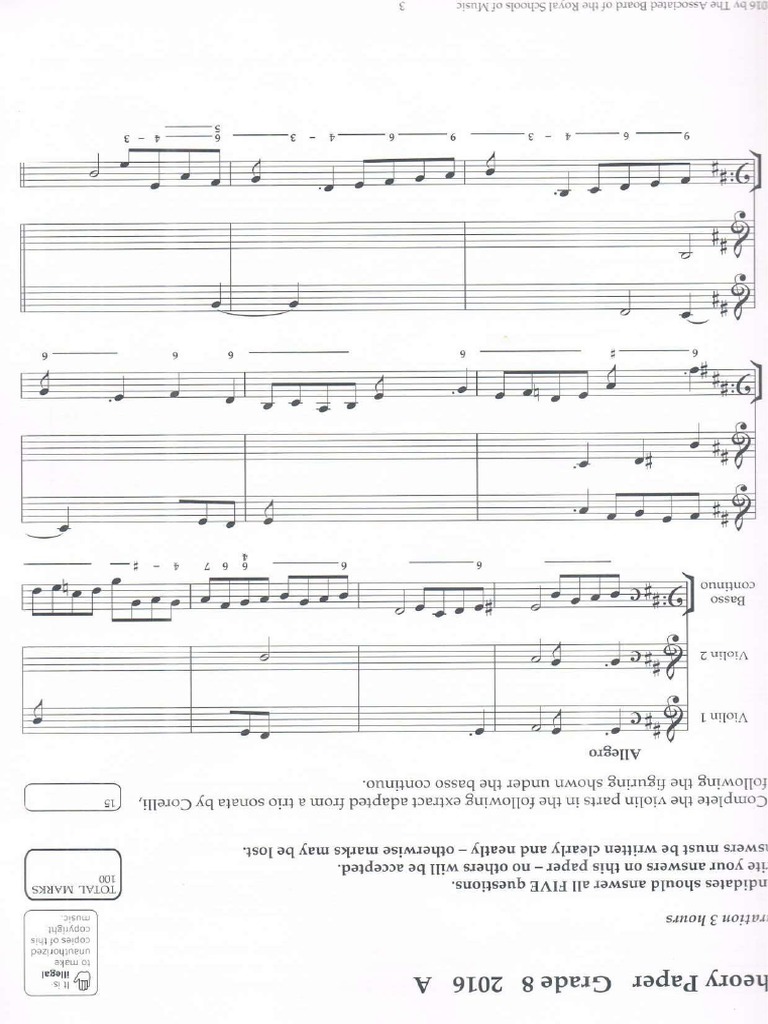 ABRSM Grade 8 Theory 2016A | PDF