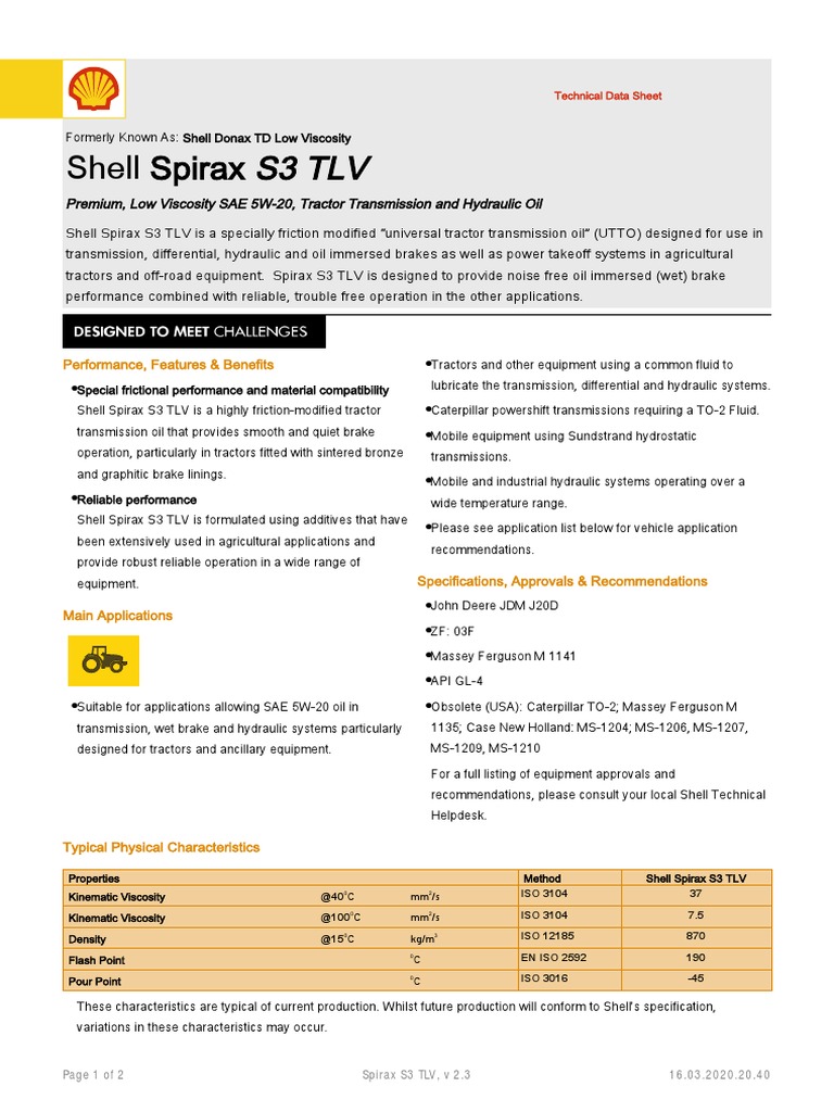 Shell Spirax S3 TLV: Performance, Features & Benefits | PDF