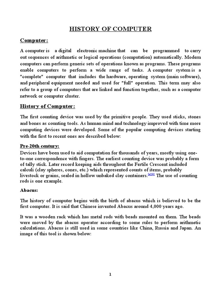 History of Computer | PDF