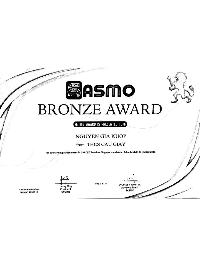 Bronze Award SASMO | PDF