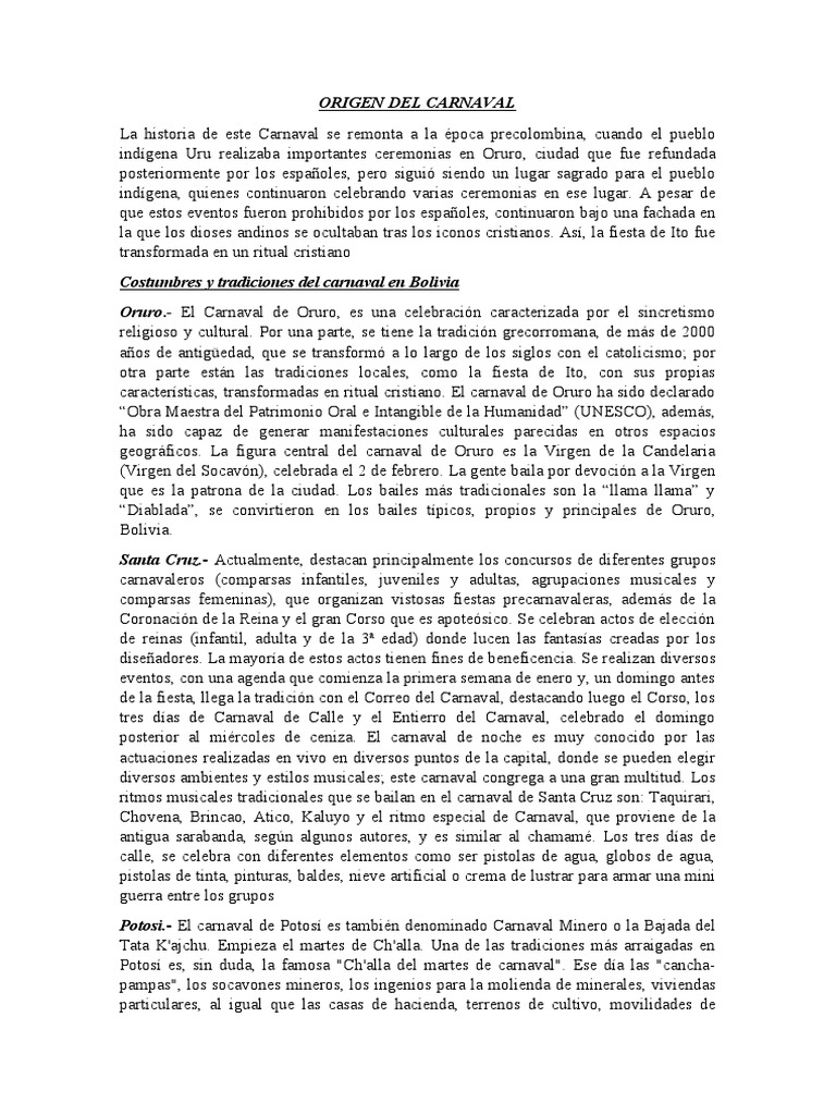 Origen Del Carnaval | PDF