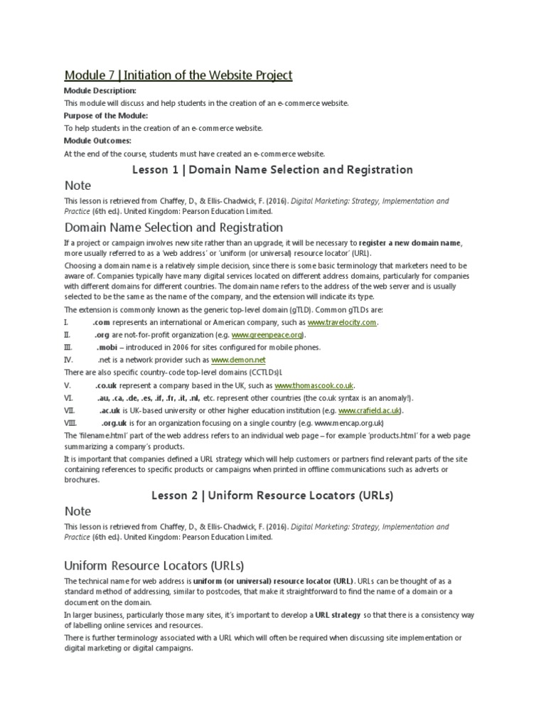 Module 7 Initiation of The Website Project | PDF