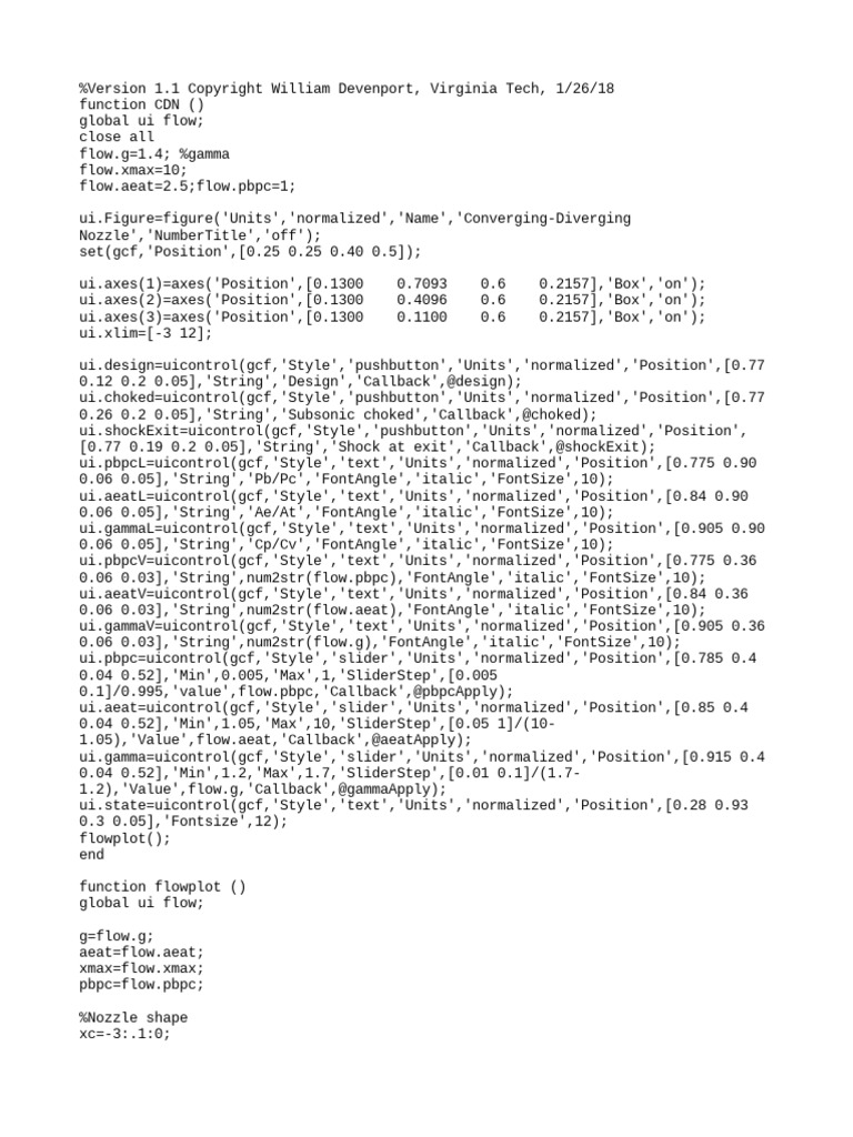CD Nozzle Simulator Version 1.1 Copyright William Deve | PDF | Physical ...