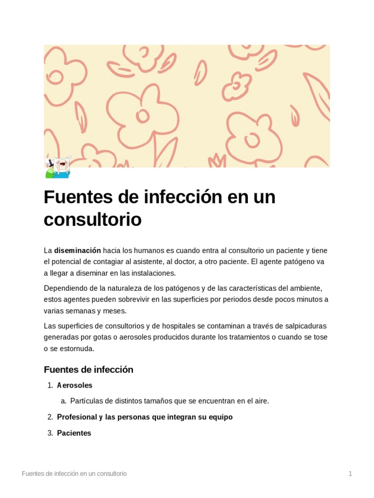 Fuentes de Infección en Un Consultorio | PDF | Infección ...