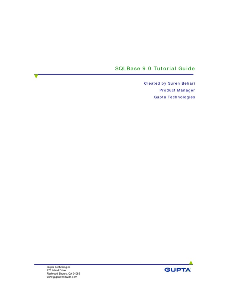 SQLBase 9.0 Tutorial Guide | PDF | Component Object Model | Active X Data Objects