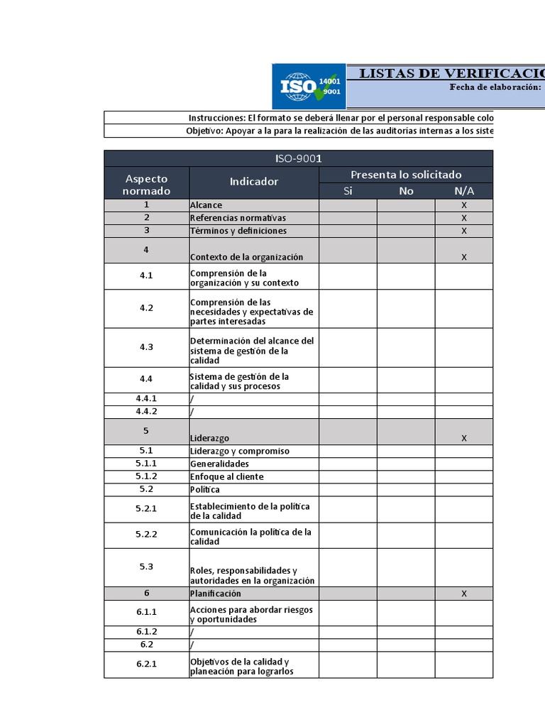 Ejemplo De Lista De Verificacion De Auditoria