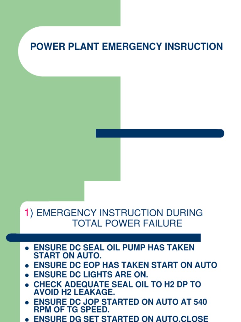 Power Plant Emergency Insruction | PDF | Gas Compressor | Valve
