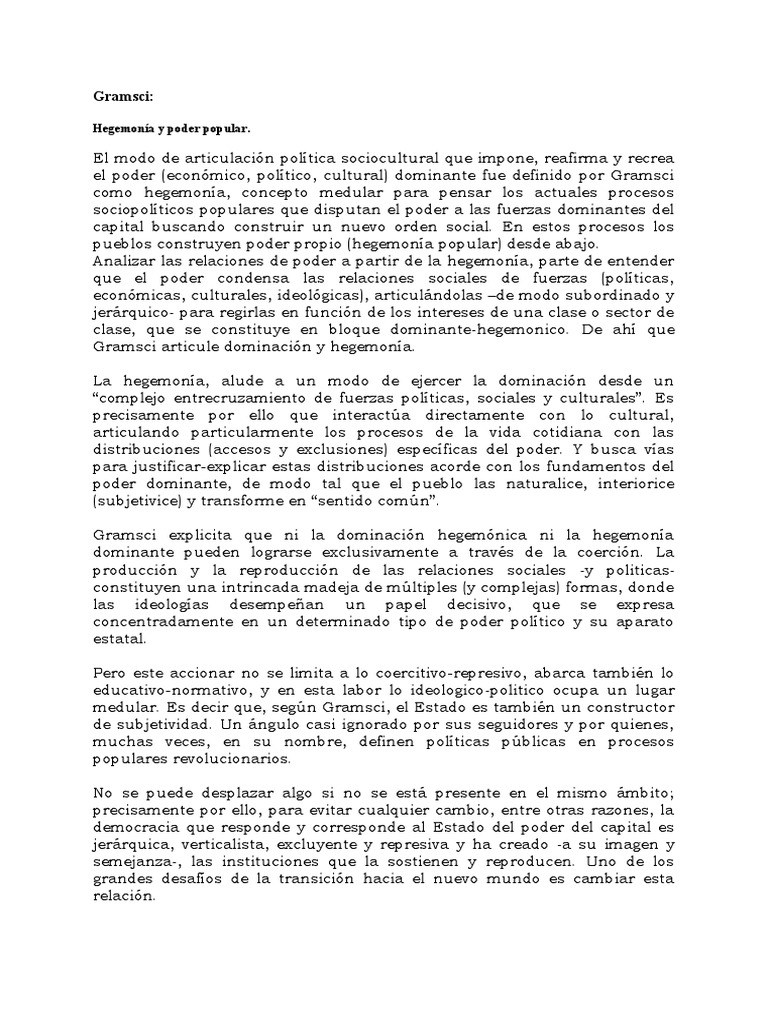 Gramsci | PDF | Antonio Gramsci | Hegemonía