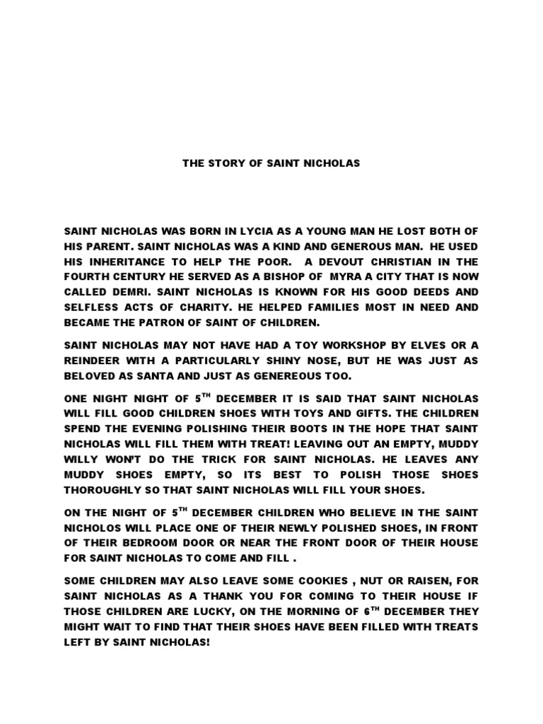 The Story of Saint Nicholas | PDF