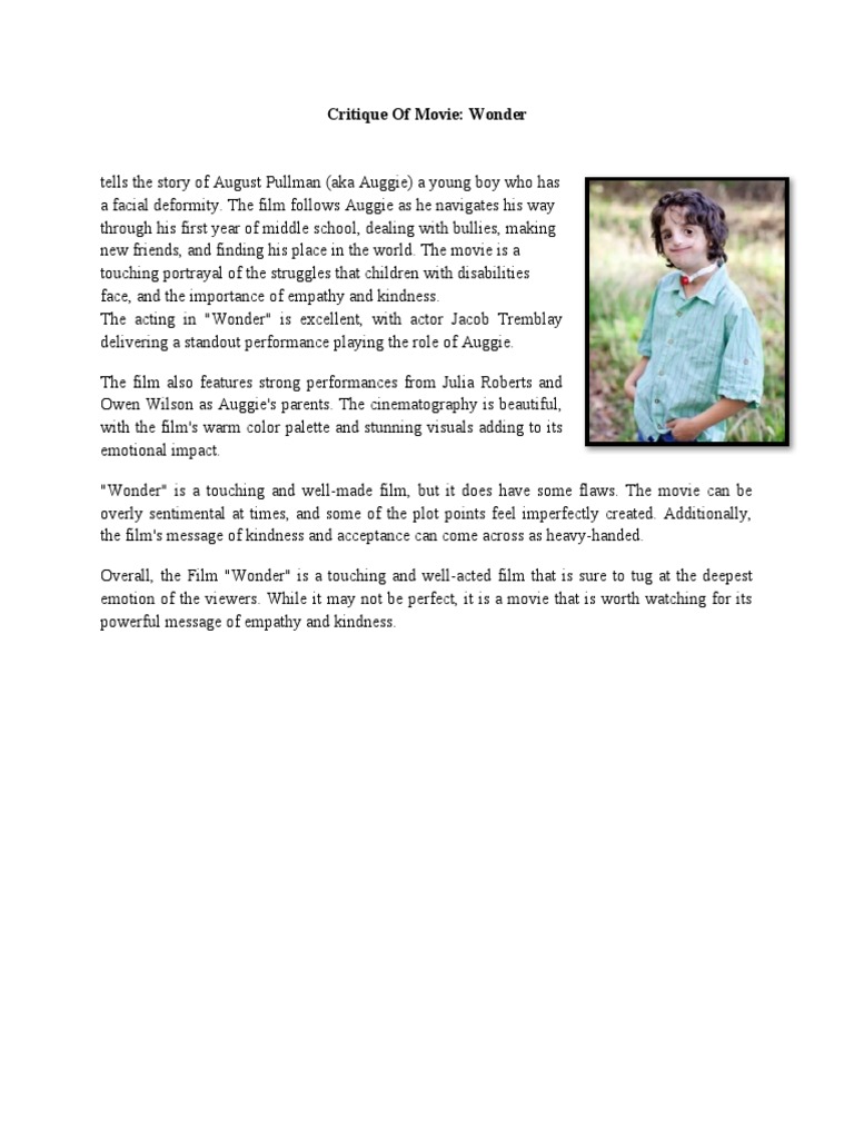 Critique of Movie: Wonder | PDF
