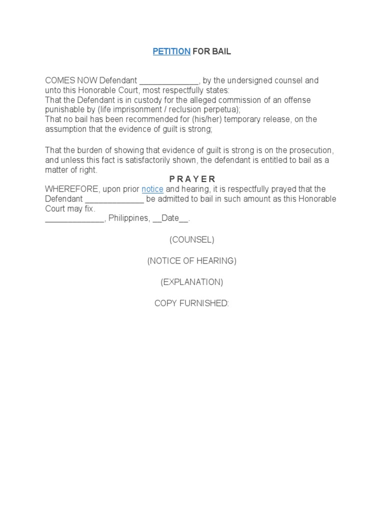 Petition For Bail For Non Bailable Offense | PDF