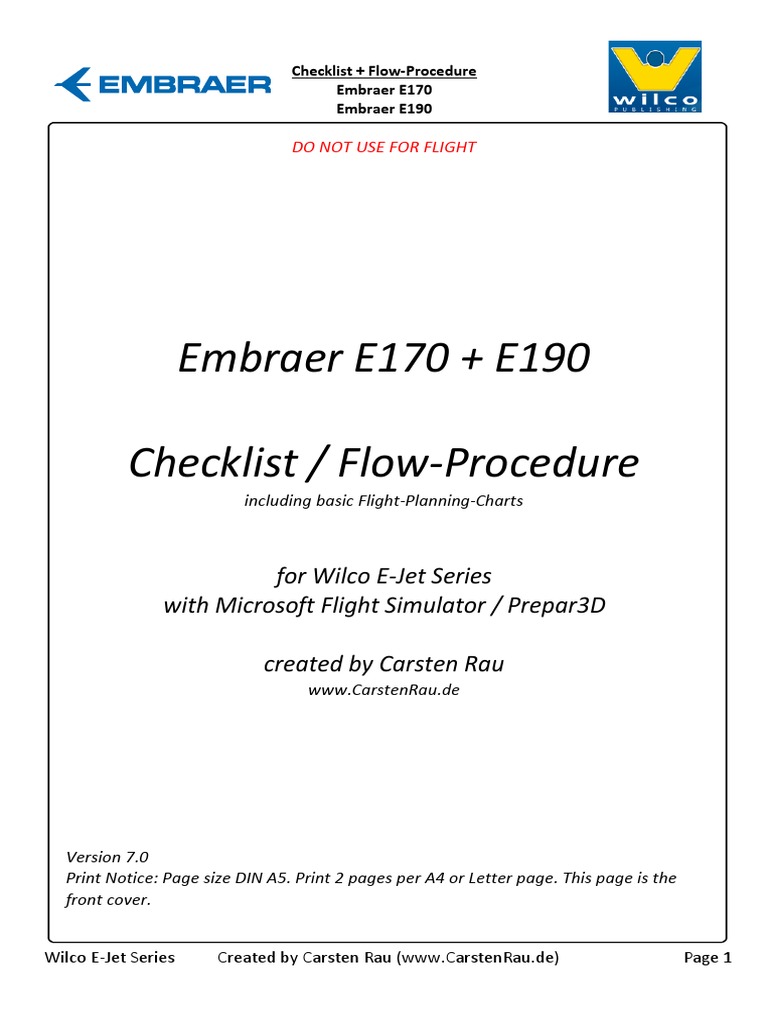 Embraer E170/E190 Checklist Guide | PDF | Computers