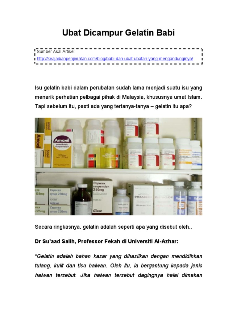 Gelatin Babi Dalam Ubat | PDF