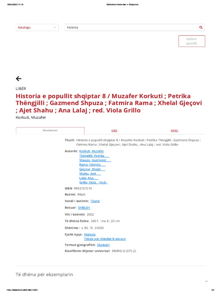 Historia e Popullit Shqiptar 8 / Muzafer Korkuti Petrika Thëngjilli ...