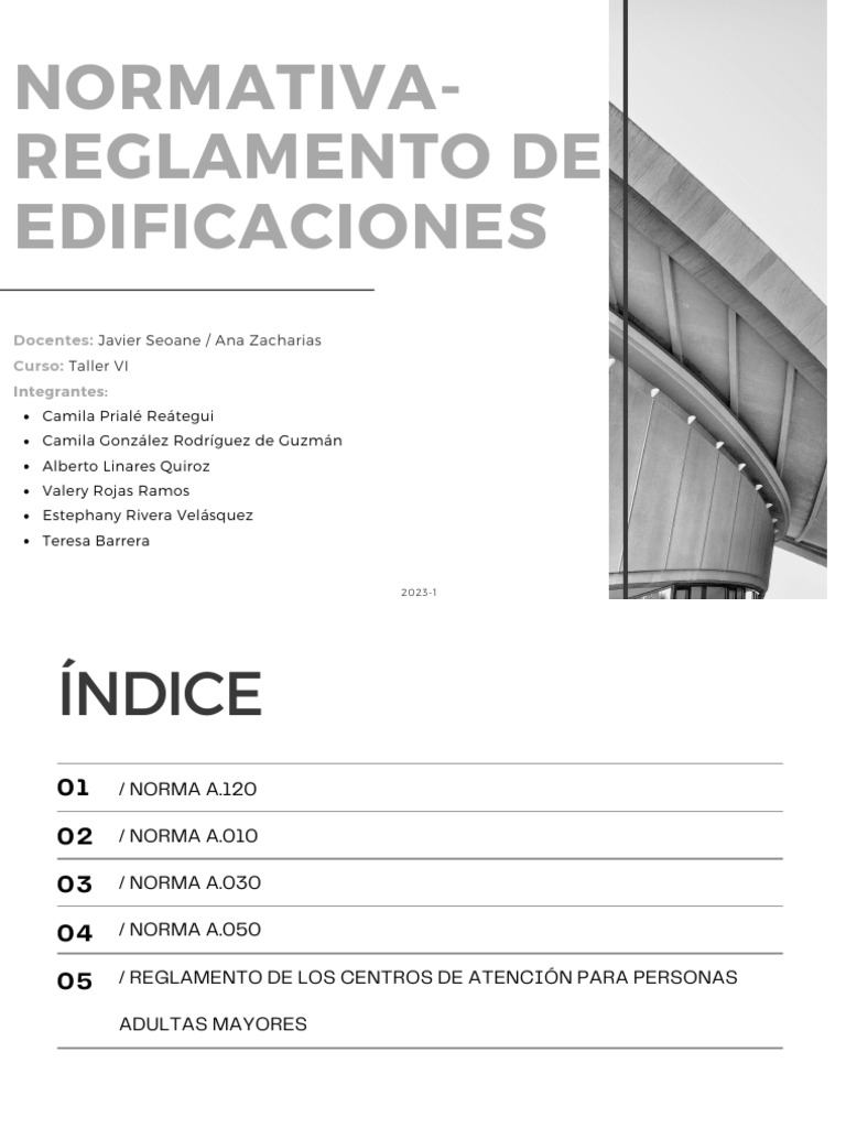 Normativa-Reglamento de Edificaciones: Javier Seoane / Ana Zacharias Taller VI | PDF