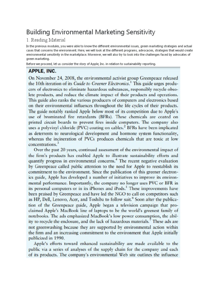 Building Environmental Marketing Sensitivity | PDF