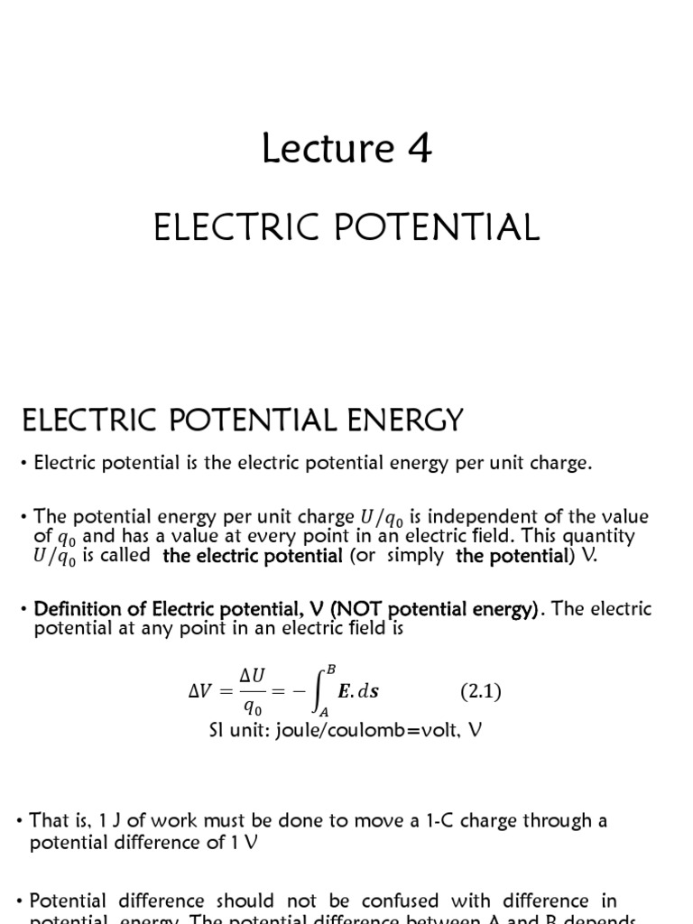 Understanding Electric Potential Concepts | PDF | Potential Energy ...