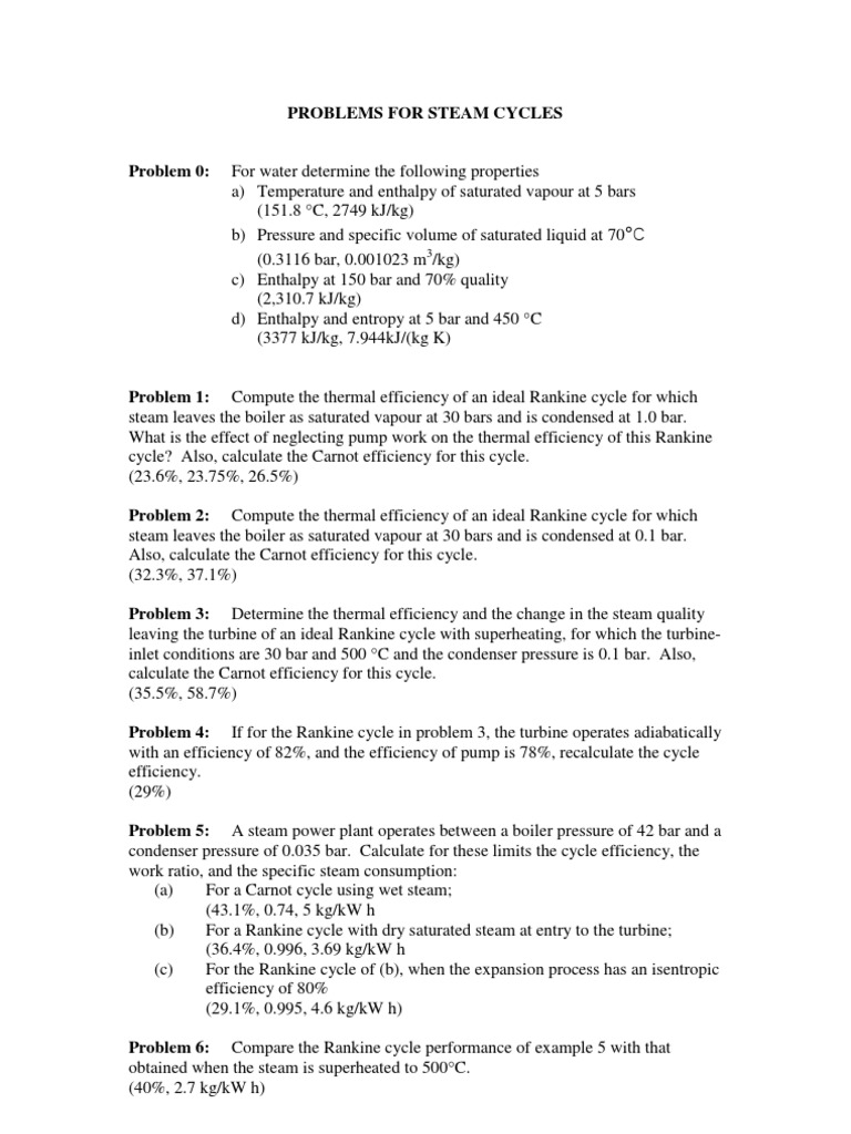 Thermodynamics 2A - Tutorial - Steam Cycles | PDF | Steam ...