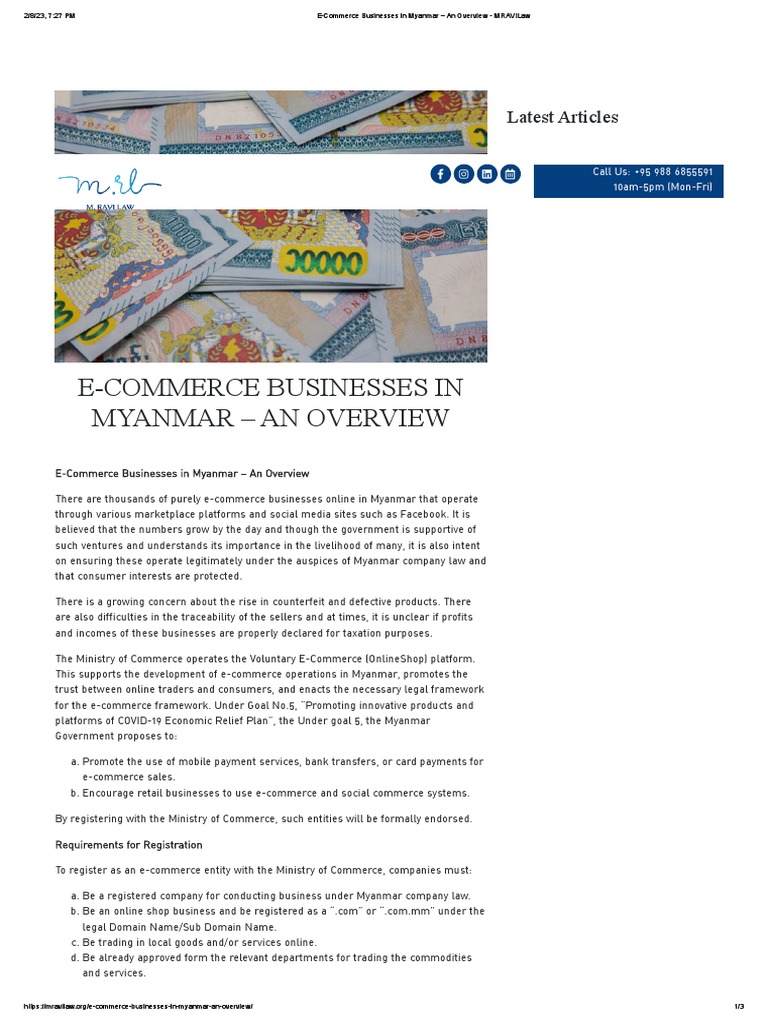 E-Commerce Businesses in Myanmar - An Overview - MRAVILaw | PDF | E Commerce | Online Shopping