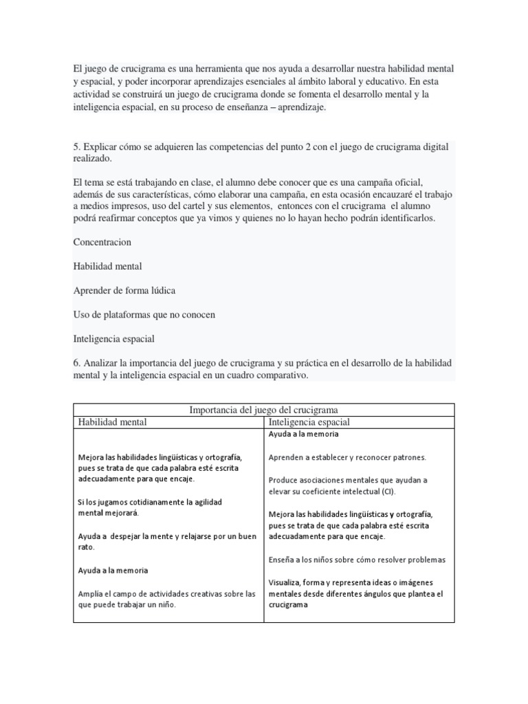 El Juego de Crucigrama Es Una Herramienta Que Nos Ayuda A Desarrollar ... El Juego de Crucigrama Es Una Herramienta Que Nos Ayuda A Desarrollar ...