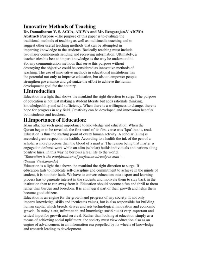 Innovative Methods Of Teaching Pdf Multimedia Lecture