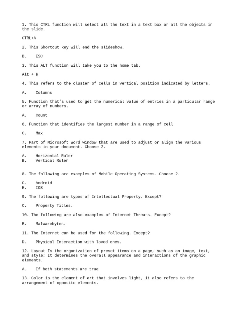 Ict Test Answers FINAL | PDF