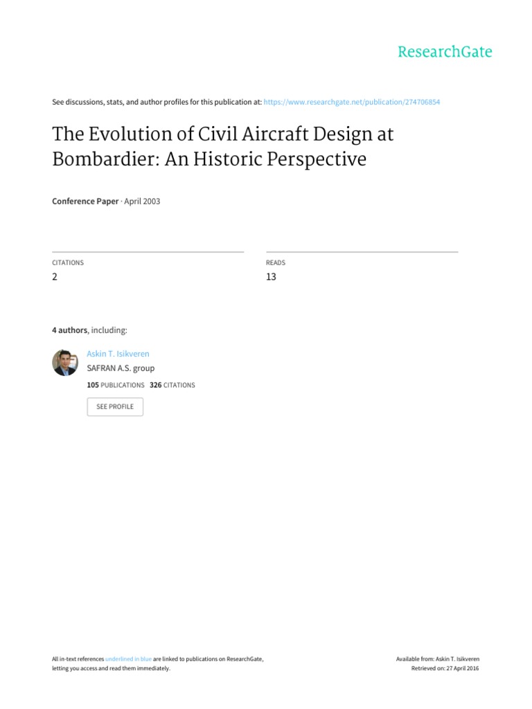The Evolution of Civil Aircraft Design at Bombardier: An Historic ...