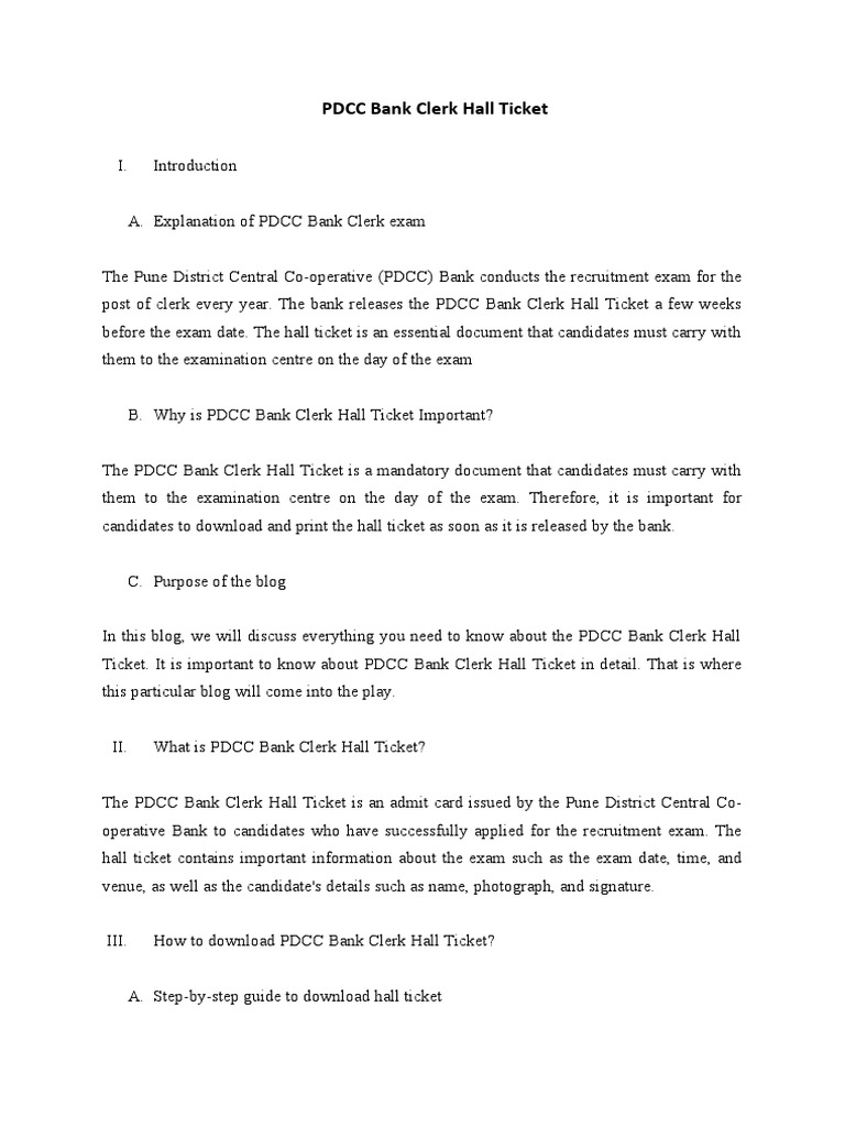 PDCC Bank Clerk Hall Ticket Guide | PDF | Credential | Password