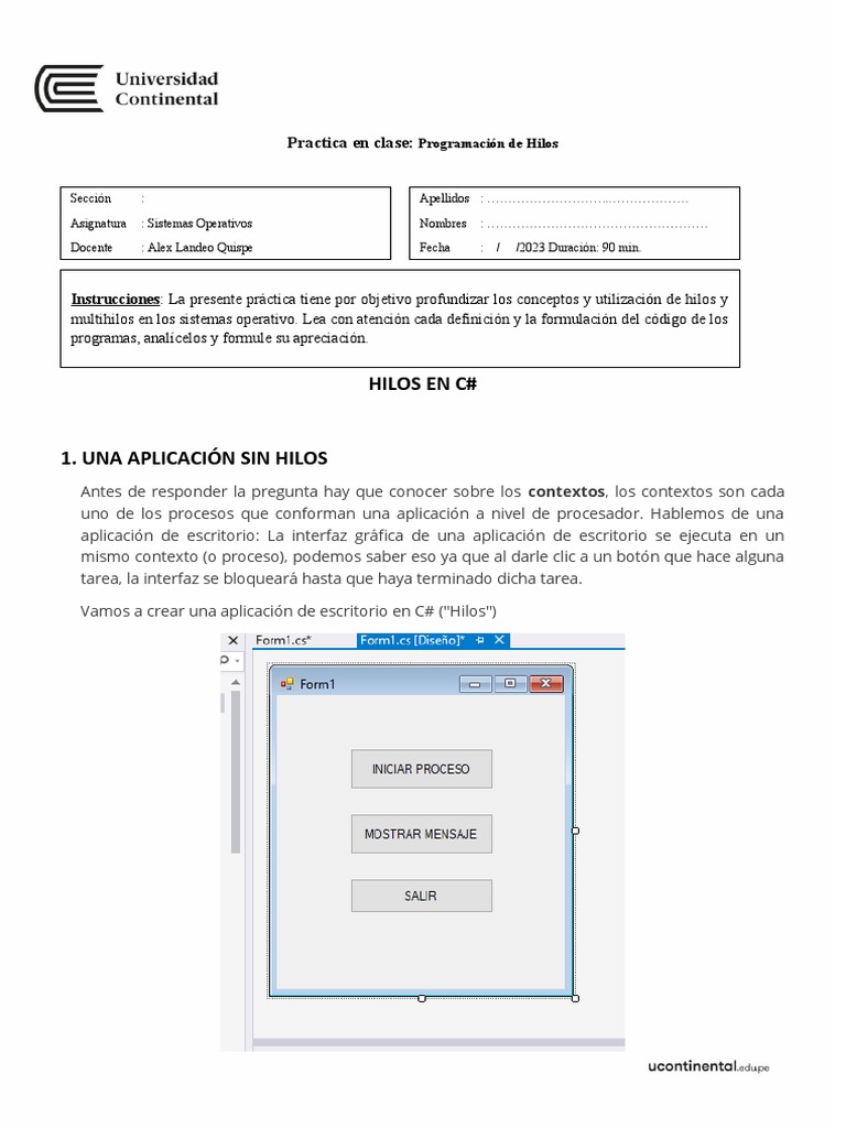 Hilos en C# 1. Una Aplicación Sin Hilos | PDF | Hilo (Computación) | C Sharp (lenguaje de ...