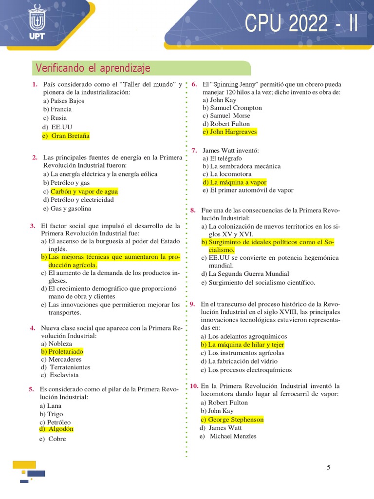 CPU 2022 - II: Verificando El Aprendizaje | PDF | Revolución industrial