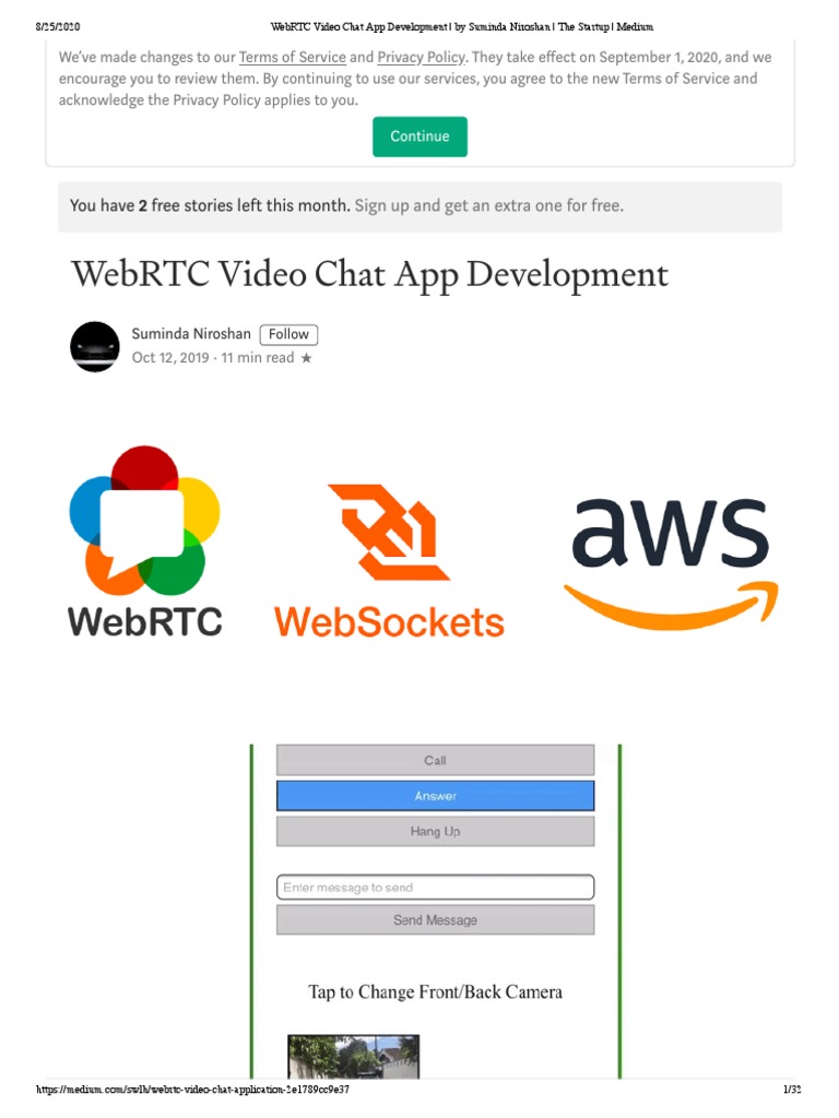 Webrtc Video Chat App Development: You Have 2 Free Stories Left This Month | PDF