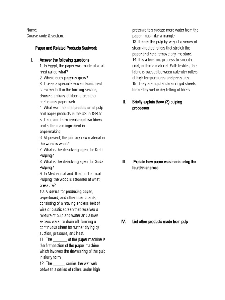 Paper Seatwork | PDF