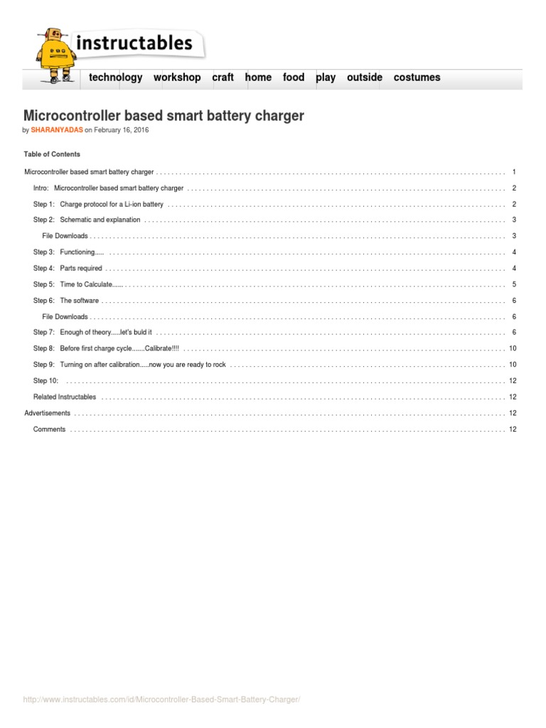 Microcontroller Smart Battery Charger Guide | PDF