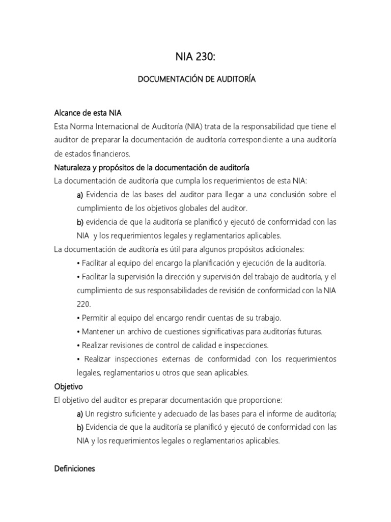 Practica de Auditoria Nia 230 Unidad 1 | PDF | Auditoría | Contralor