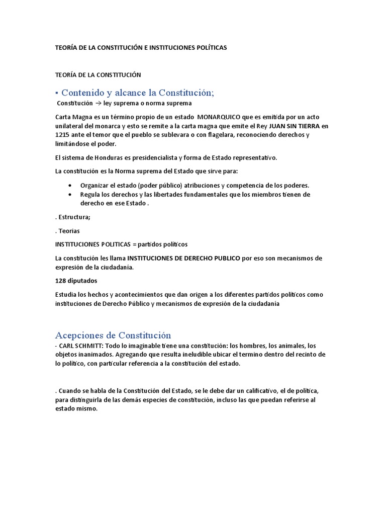 Teoría De La Constitución Temas 1er Parcial Pdf Constitución