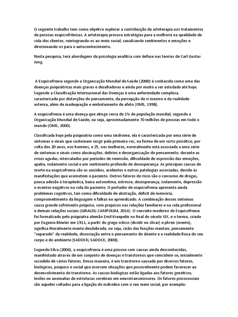 Arteterapia Nos Tratamentos de Pessoas Esquizofrênicas (Salvo ...