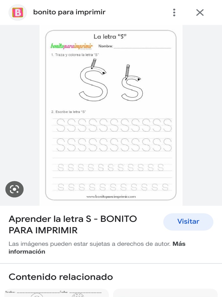 Aprender La Letra S - BONITO para Imprimir: Visitar | PDF