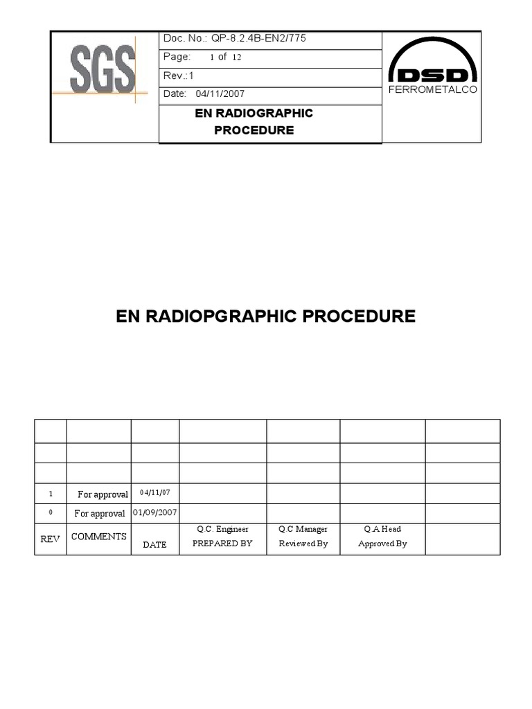 Radiographic Testing Procedure | PDF | Radiography | Welding