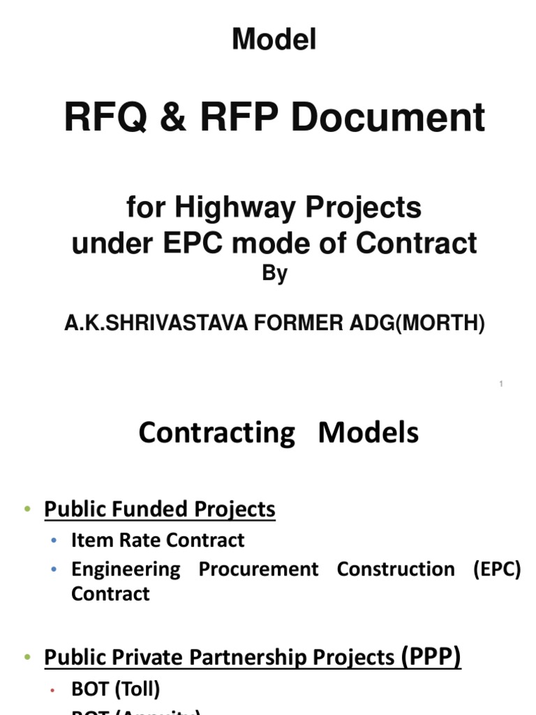 AK Shrivastava RFP EPC-1 | PDF | Request For Proposal | Public–Private Partnership