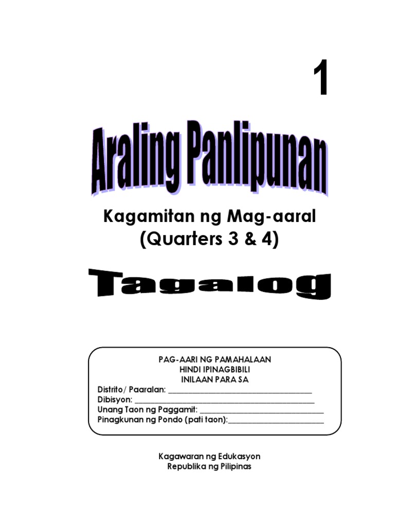 Araling Panlipunan Unang Pahina at Talaan NG Nilalaman Yunits 3 4 | PDF