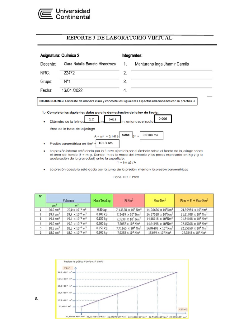 Reporte 3 LEY DE BOYLE Y LEY DE GRAHAM | PDF