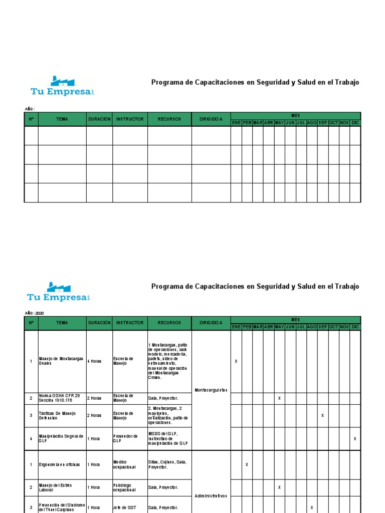 Formato Programa de Capacitaciones de SST | PDF