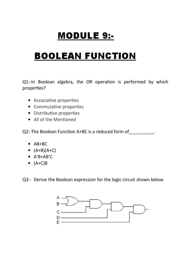 Boolean Functions Pdf