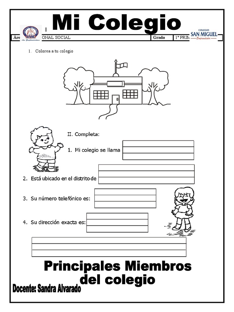 Actividades sobre mi colegio para 1° grado | PDF