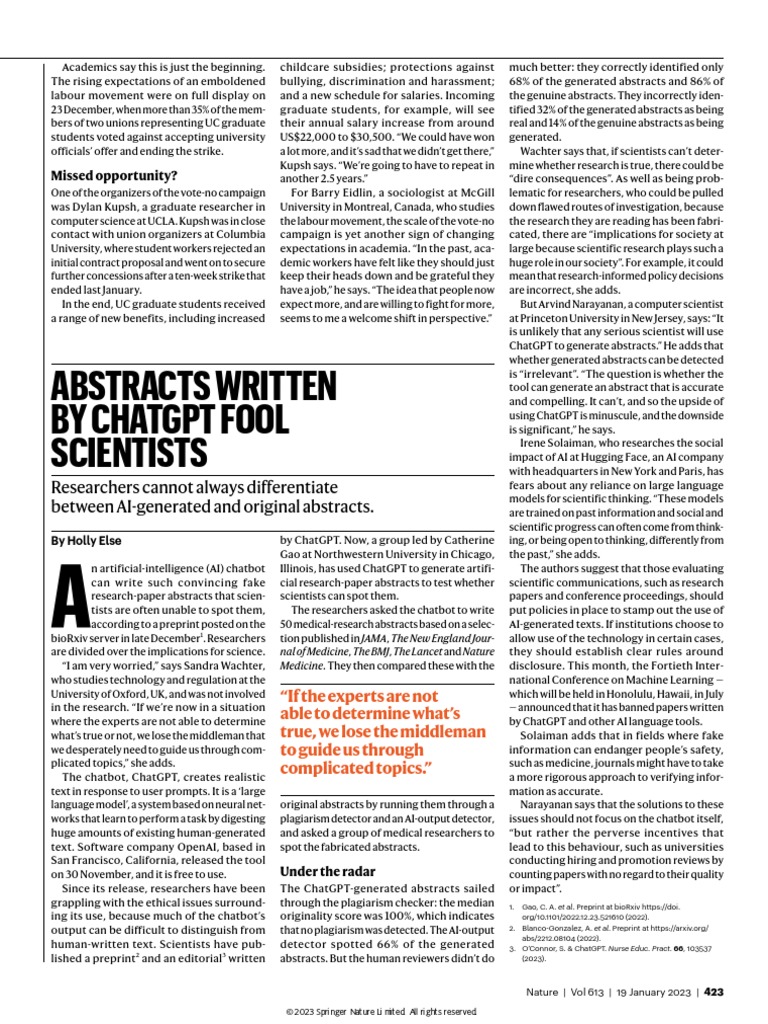 Abstracts Written by Chatgpt Fool Scientists | PDF | Artificial Intelligence | Intelligence (AI ...