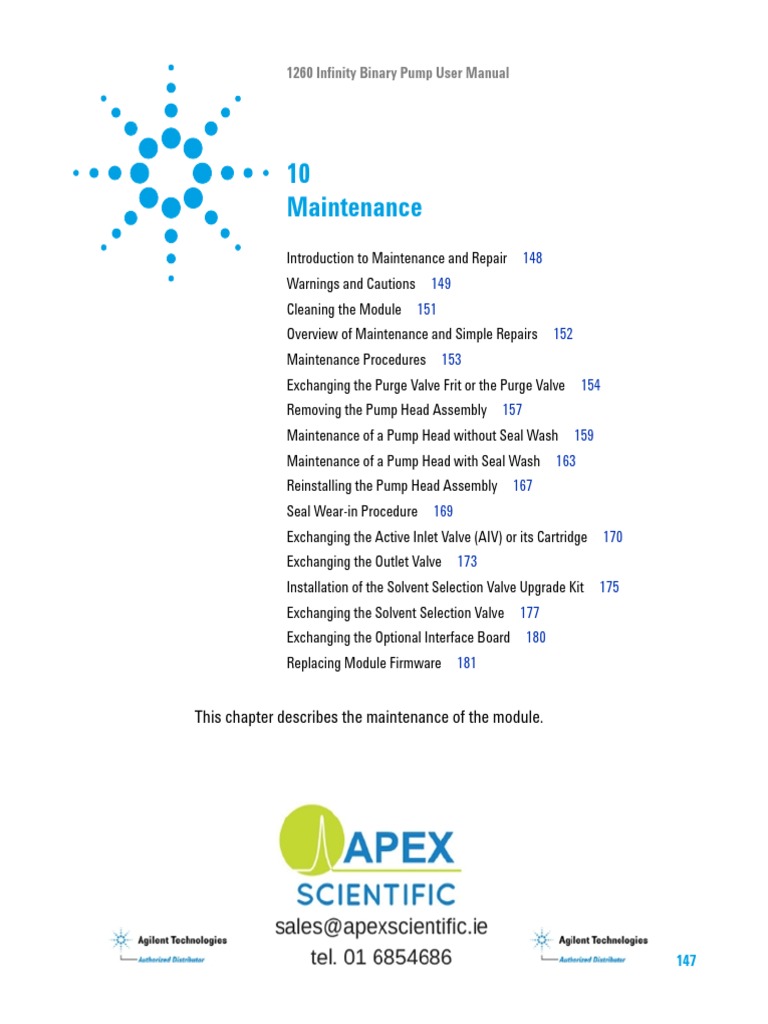 1260 Binary Pump Parts and Maintenance - AP | PDF